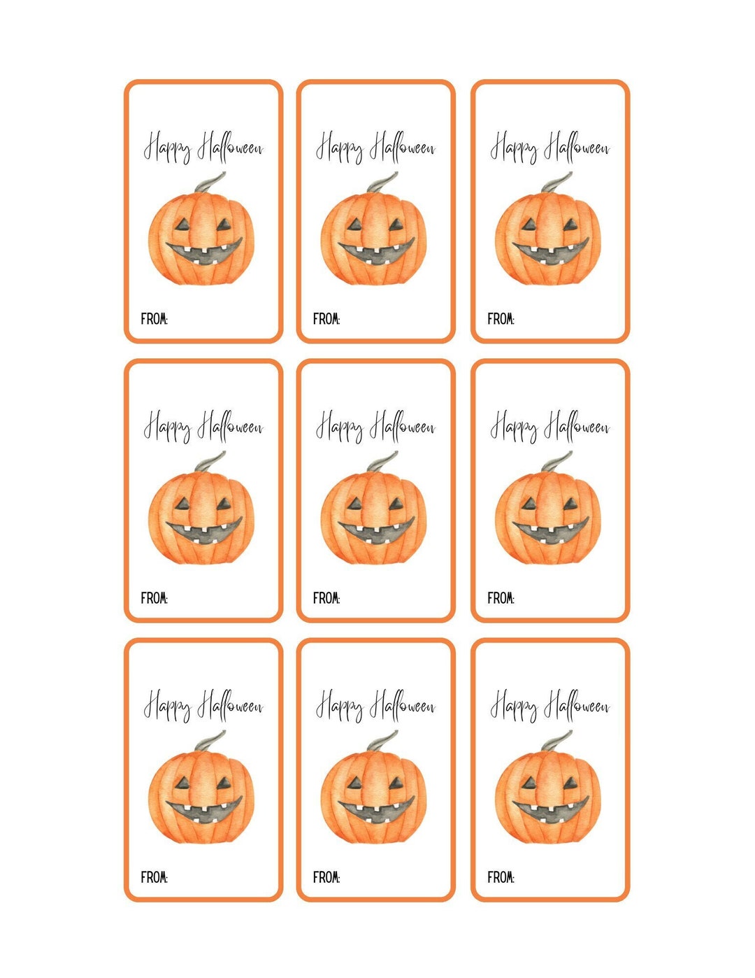 Halloween Gift Tags for Kids Favors Happy Halloweenorange ...
