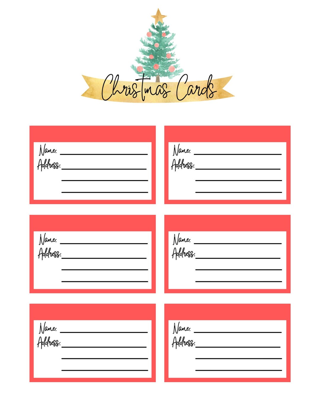 Christmas Cards Checklist |instant Download| Printable| Christmas Party ...