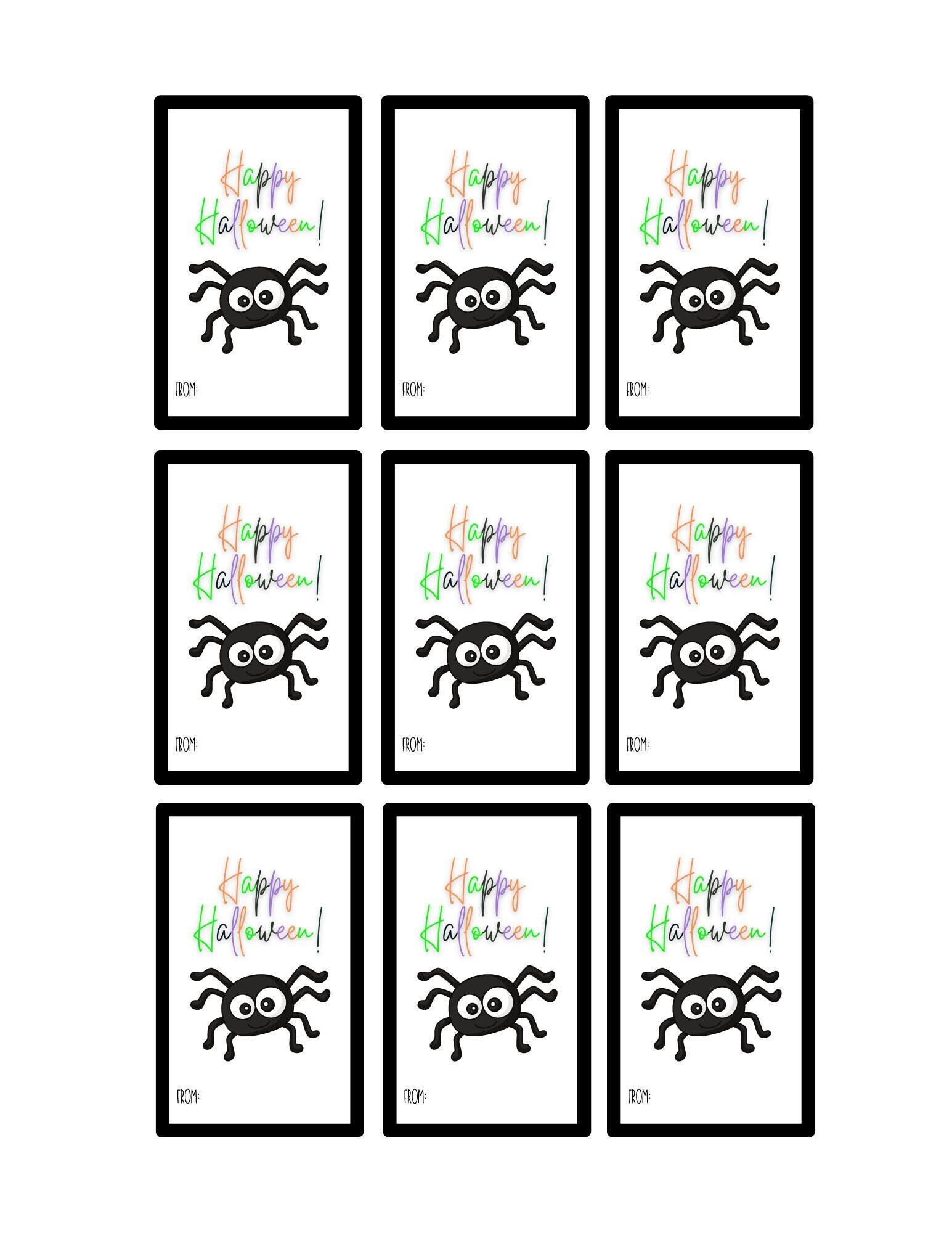 Halloween Gift Tags for Kids Favors |happy Halloween| Spiderweb| Spider ...