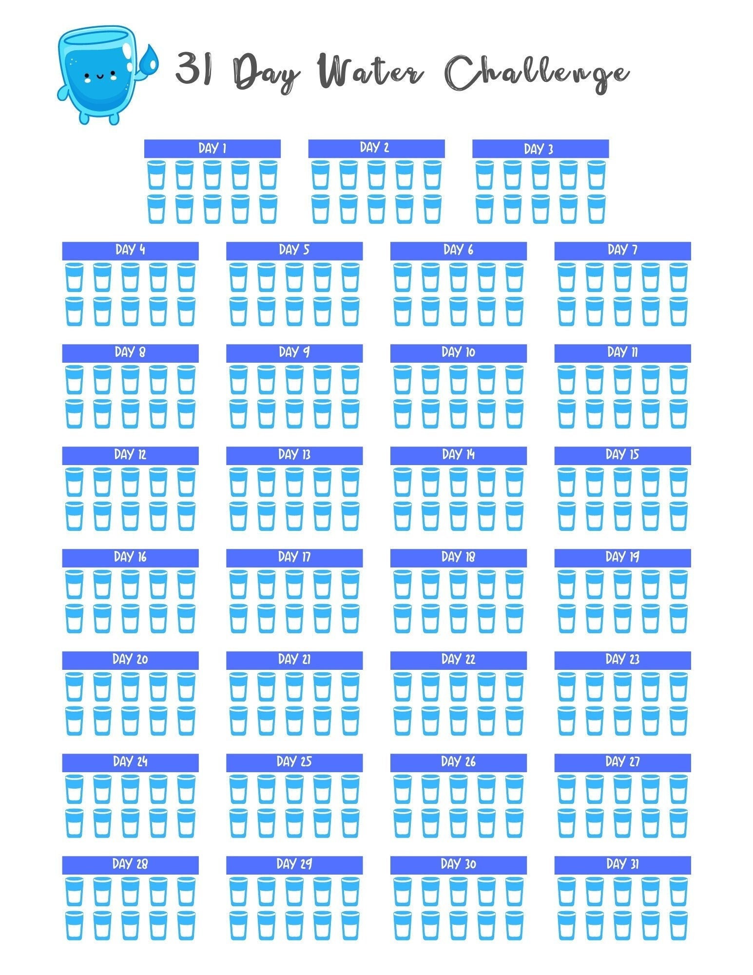 Water Tracker Printable Monthly Water Intake Tracker Hydration Tracker ...