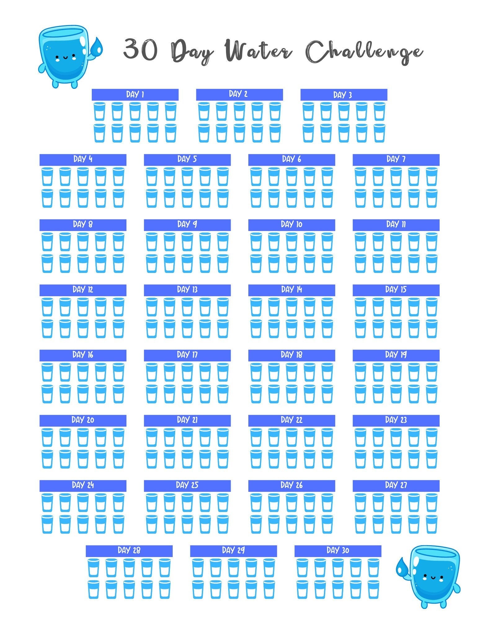 Water Tracker Printable | Monthly Water Intake Tracker | Hydration ...