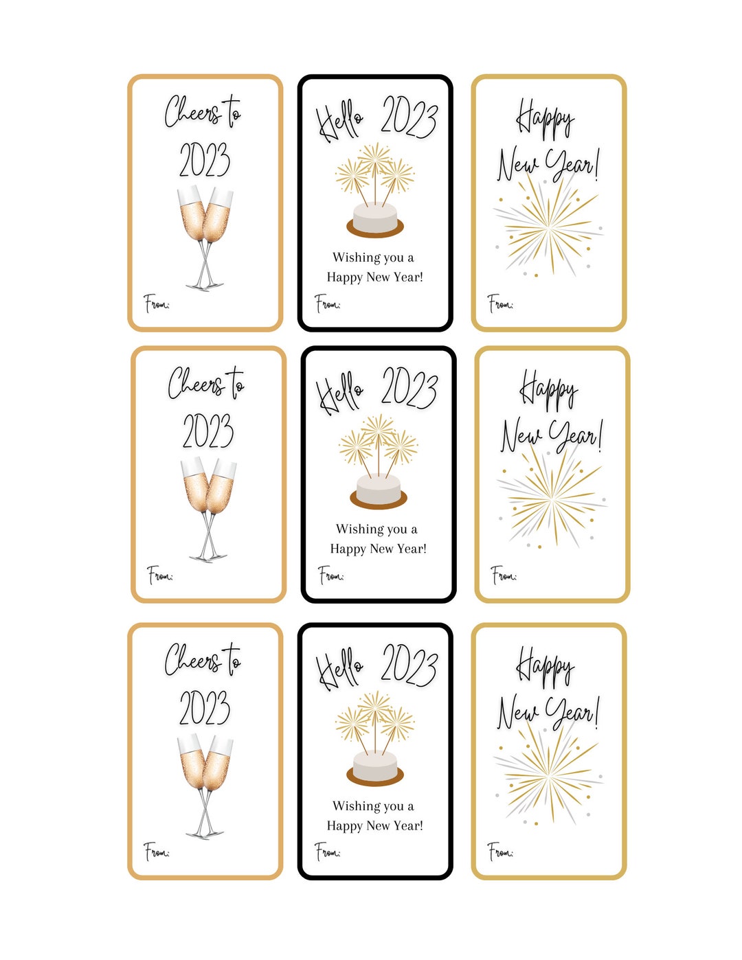 Happy New Year Gift Tag | New Year's Eve Party Stationery| Happy New ...