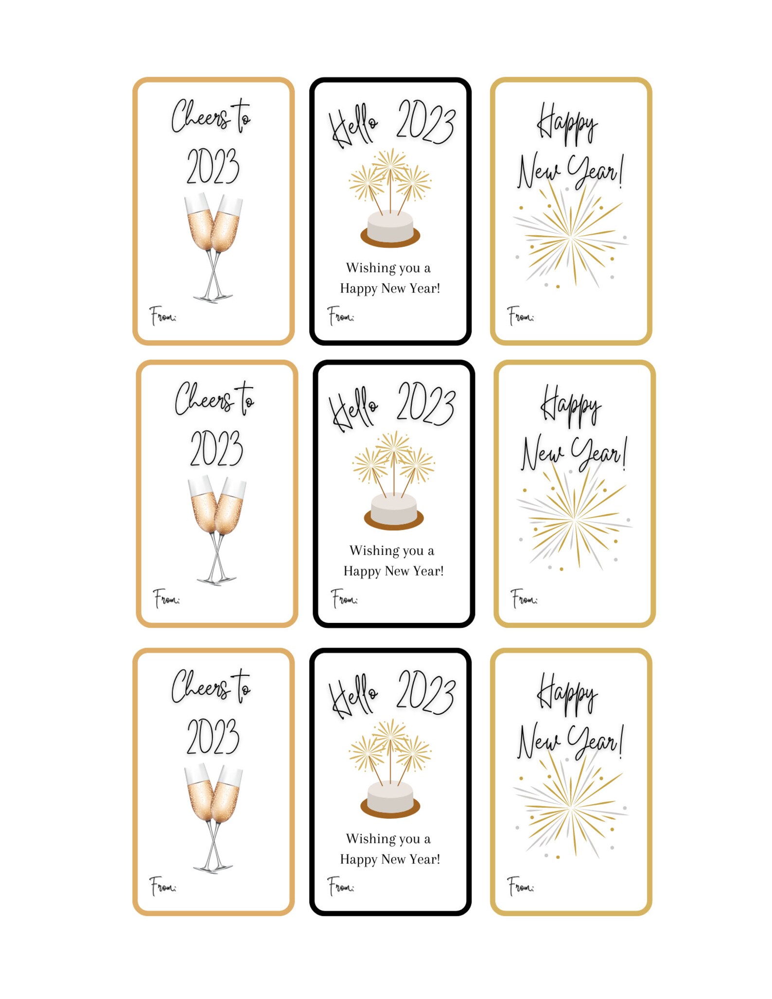 Happy New Year Gift Tag | New Year's Eve Party Stationery| Happy New ...