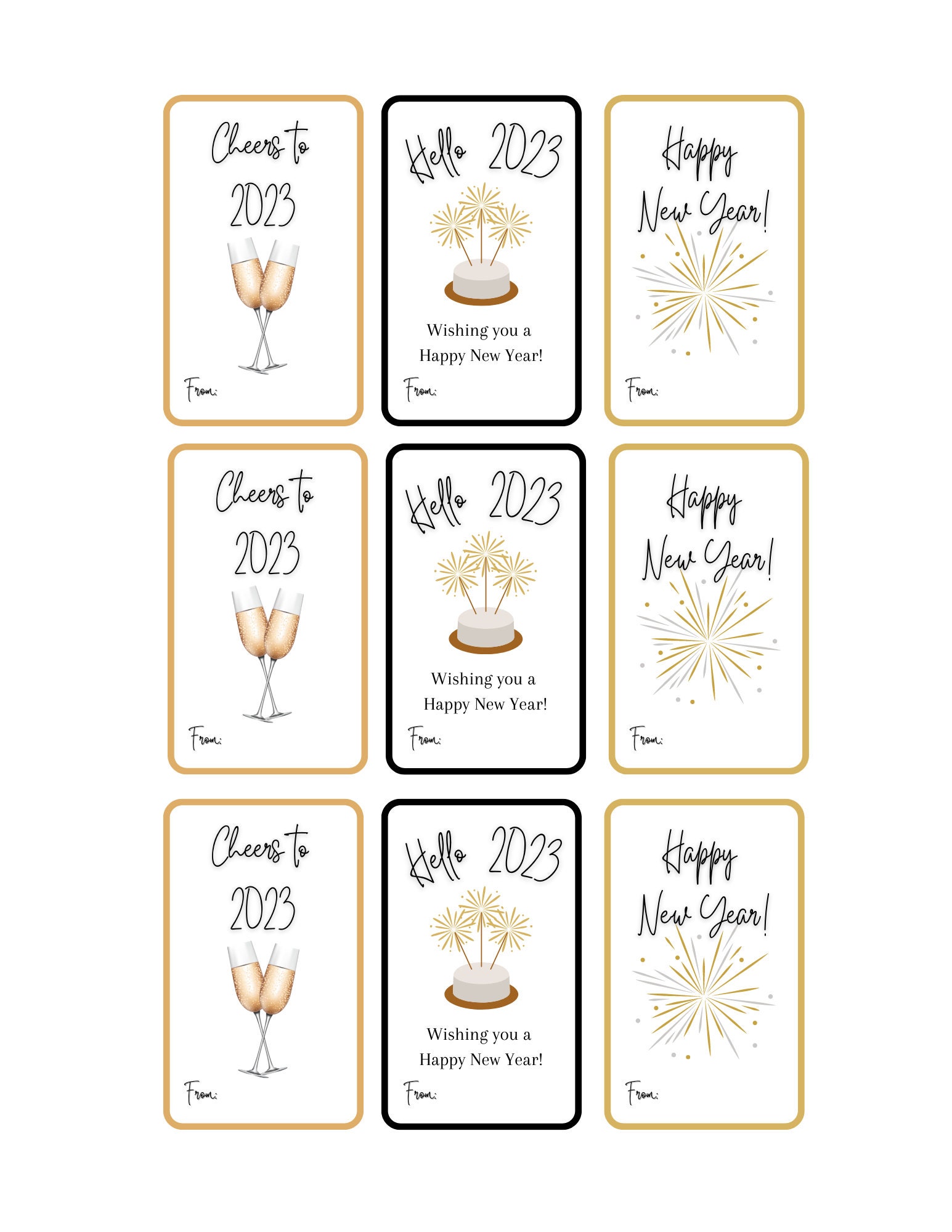 Happy New Year Gift Tag | New Year's Eve Party Stationery| Happy New ...