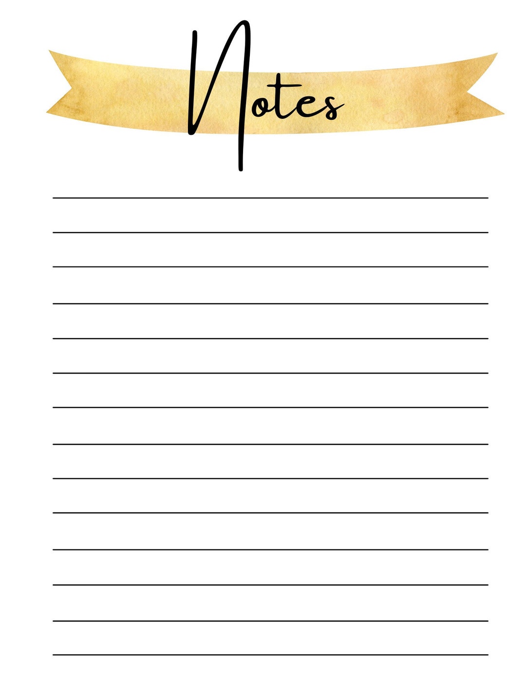 Notes Sheet Blank | Party Planner Sheet | Instant Download |printable ...