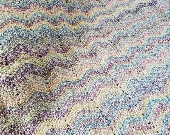 Handmade Crocheted Ripple Pattern Afghan 48”x 62” Brand New - Etsy