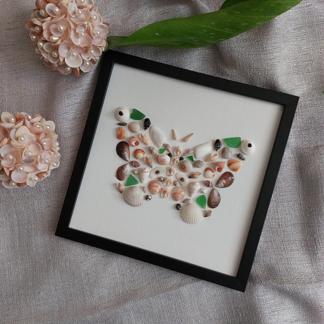 Butterfly Shell Wall Decor Small Butterfly Framed Seashell Wall Decor ...