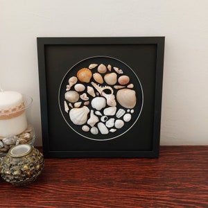Set Mosaic Seashell Art Circle Yellow White Seashell Wall Decor Collage ...