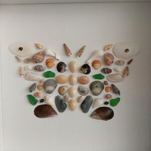 Butterfly Seashell Wall Art Butterfly Framed Sea Glass Art Seashell ...