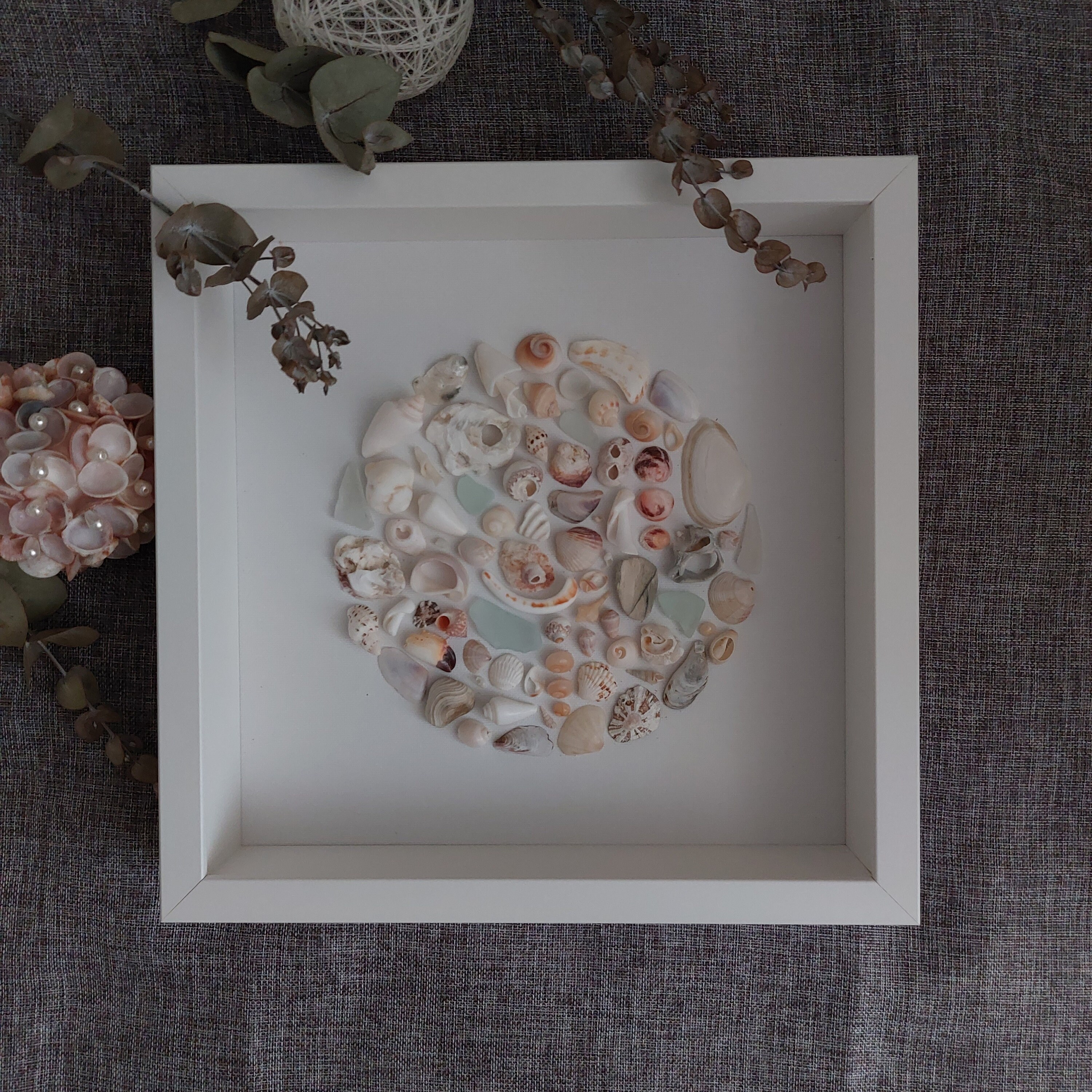 Mosaic Shell Art Sea Glass Pebble Art Mixed White Seashell - Etsy