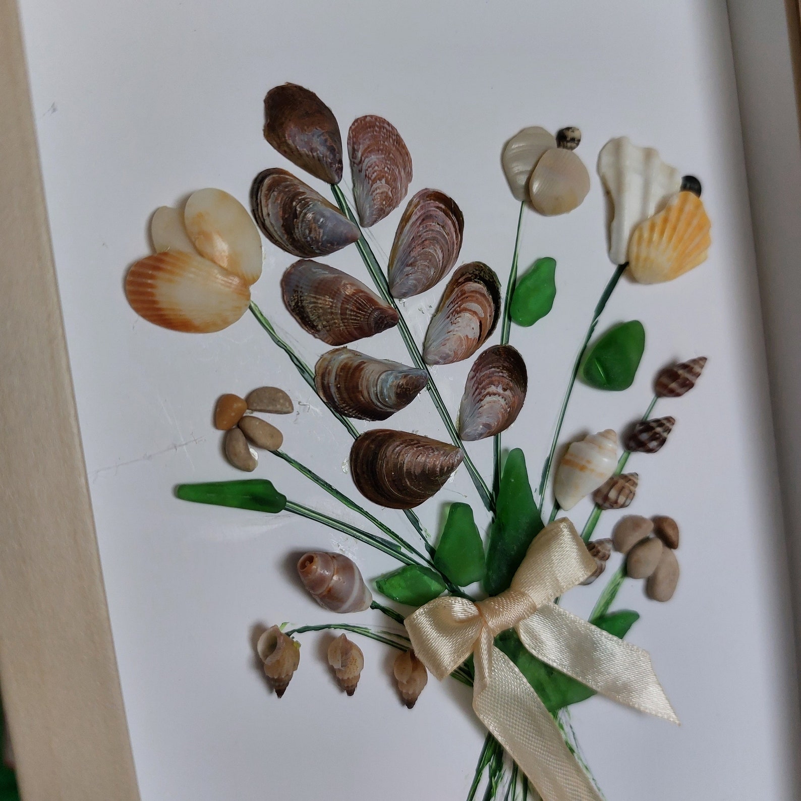 Wildflowers Seashell Art Bouquet Sea Glass Art Flowers Pebble Art ...