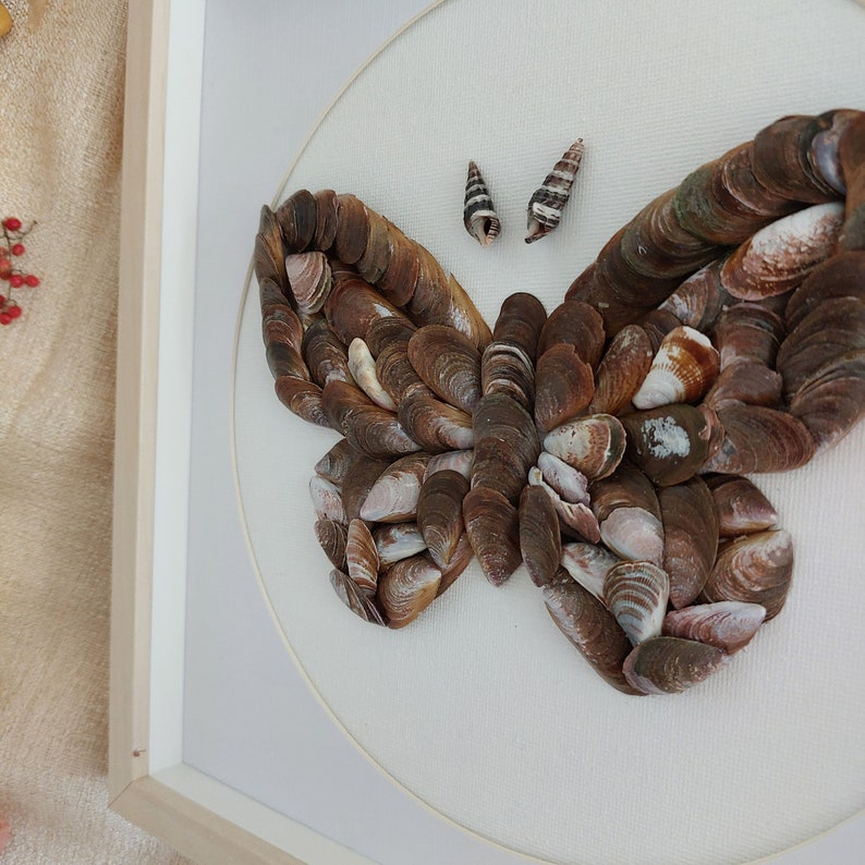 Seashell Mussels Mosaic Butterfly Art Seashell Wall Decor Butterfly ...
