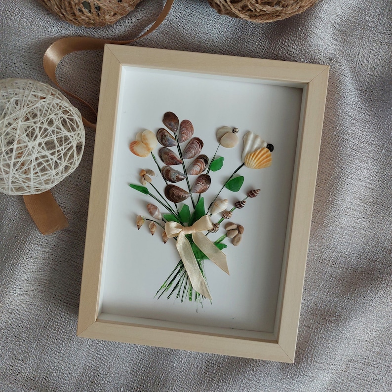 Wildflowers Seashell Art Bouquet Sea Glass Art Flowers Pebble Art ...