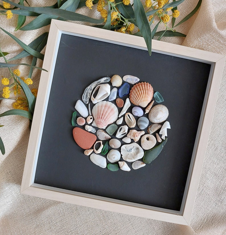 Seashell Wall Decor Mosaic Seashell Art Sea Glass Art Coastal Wall ...