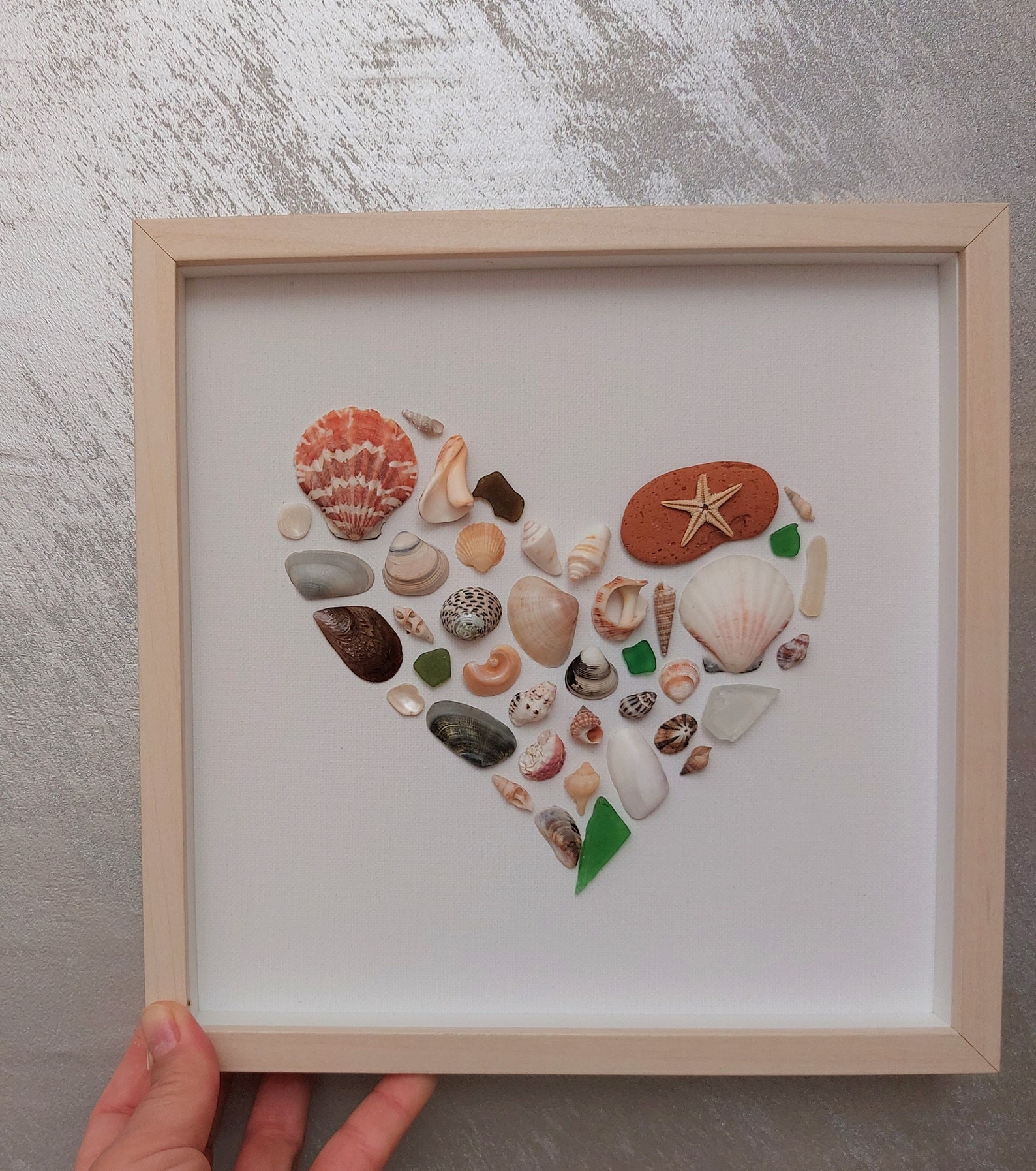 Heart Seashell Decor Heart Mosaic Wall Decor Sea Glass Art Coastal ...