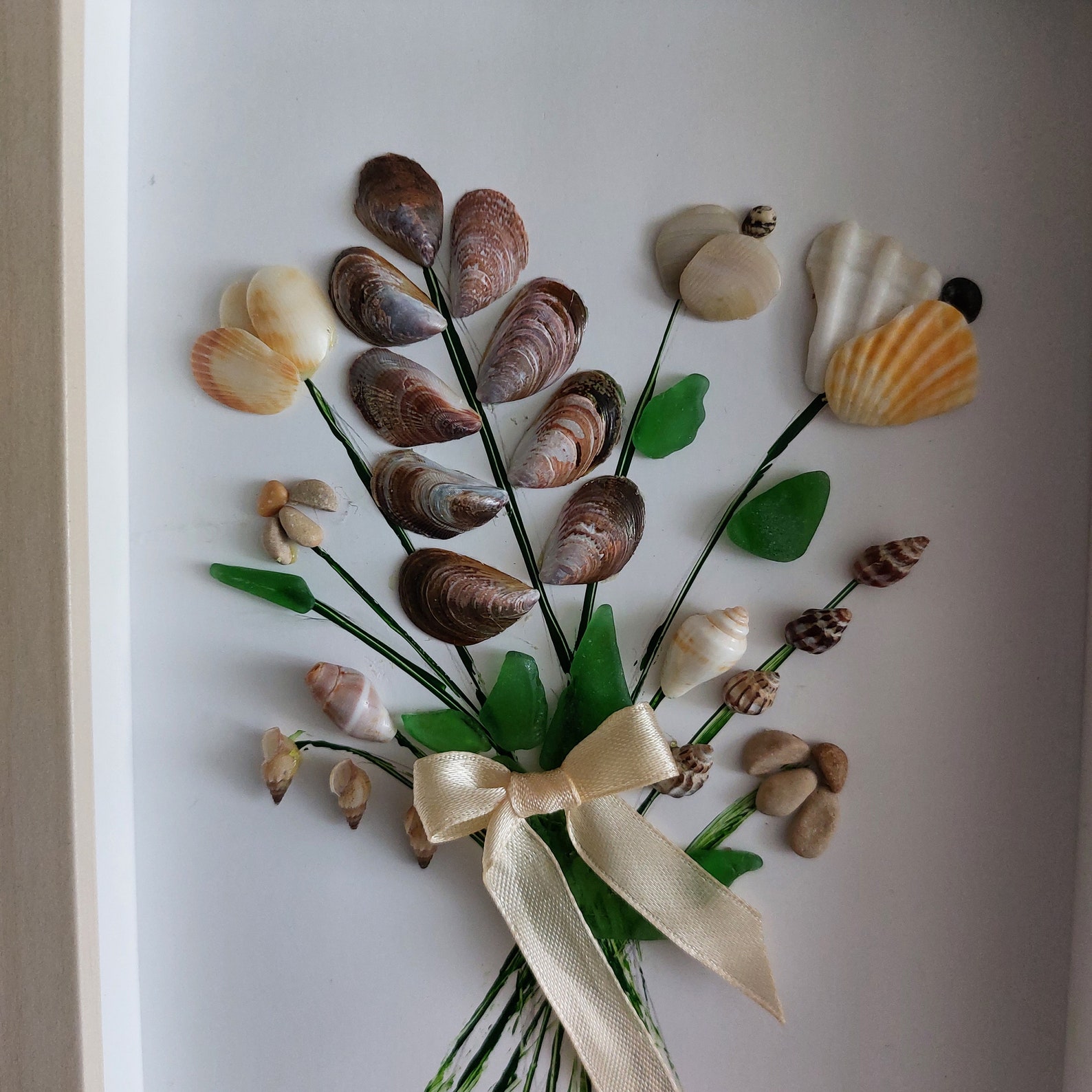 Wildflowers Seashell Art Bouquet Sea Glass Art Flowers Pebble Art ...