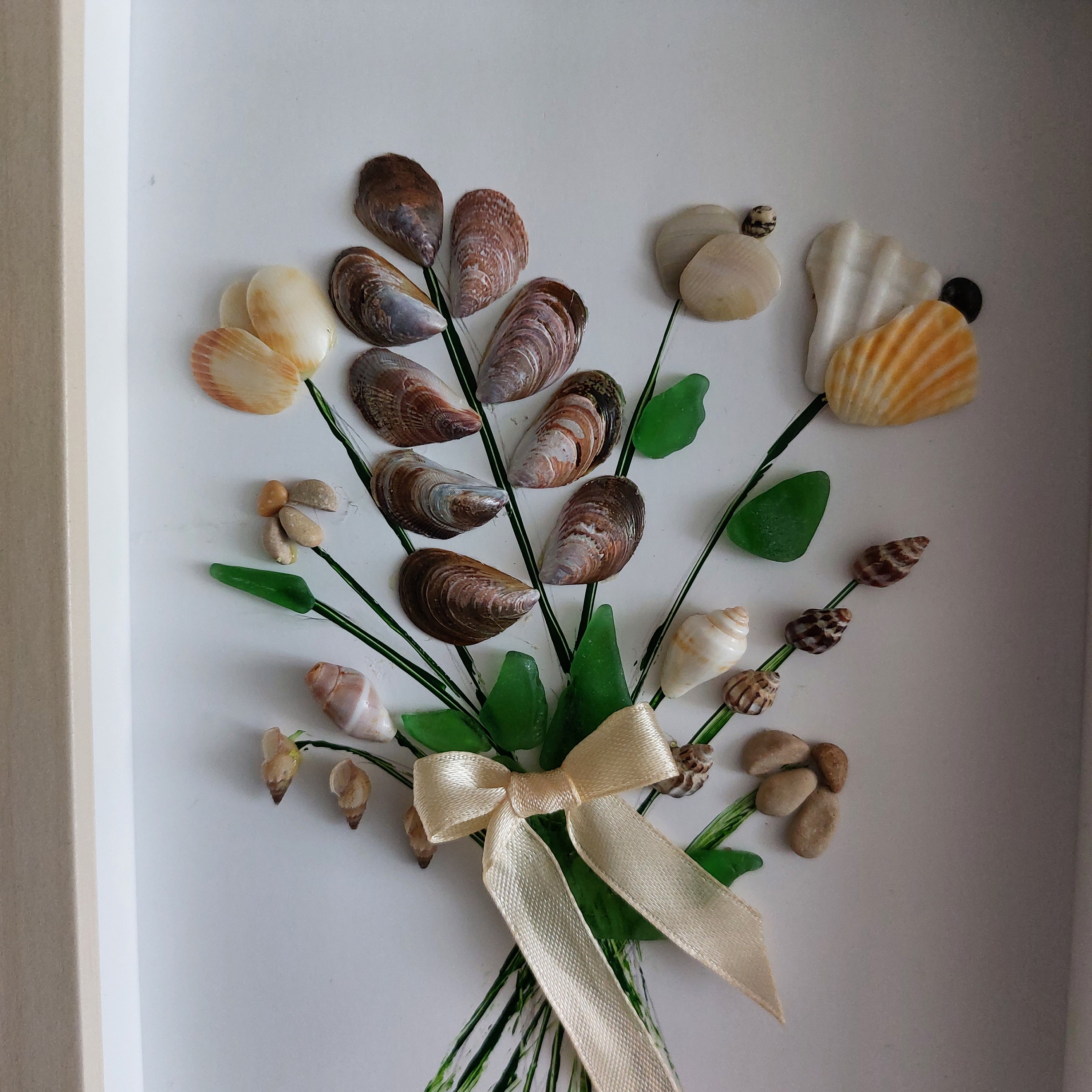 Wildflowers Seashell Art Bouquet Sea Glass Art Flowers Pebble Art ...
