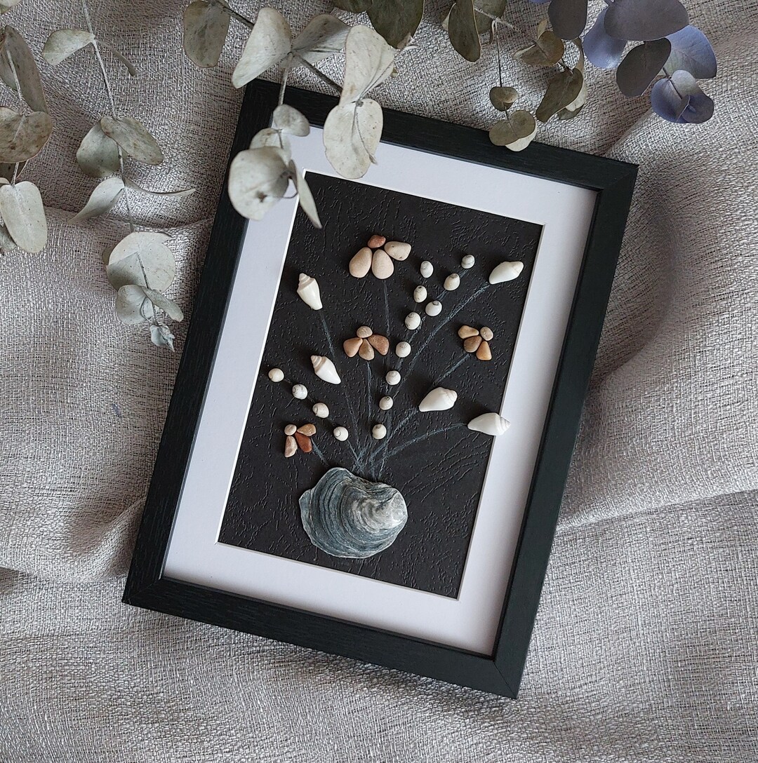 Pebble Flower Art Seashell Flowers Art 75 Inch Pebble Floral - Etsy
