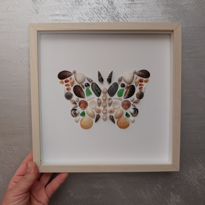 Butterfly Seashell Wall Decor Butterfly Small Framed Shell Art Mosaic ...