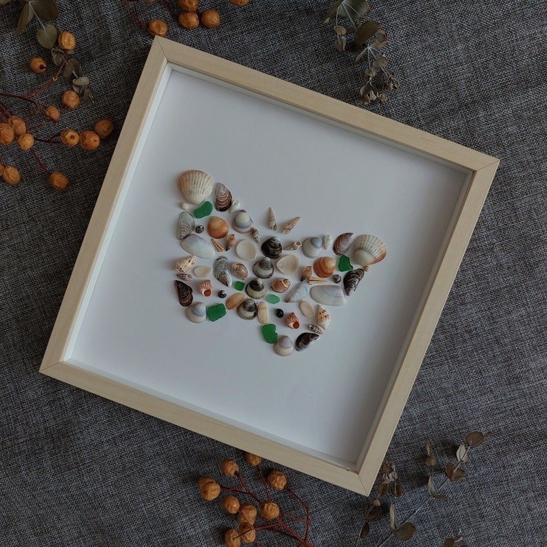 Butterfly Seashell Wall Decor Butterfly Small Framed Shell Art - Etsy