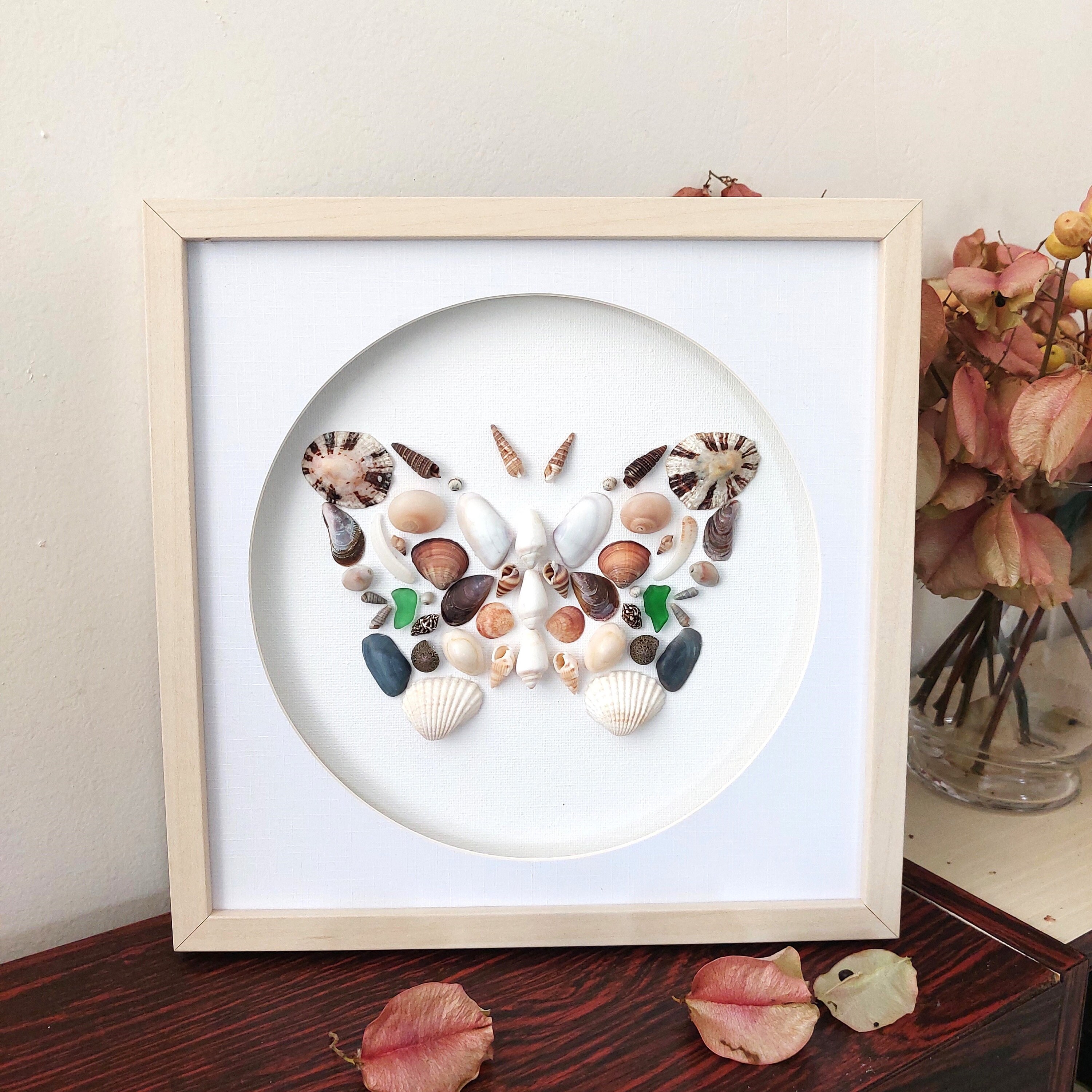 Butterfly Seashell Wall Decor Butterfly Small Framed Shell Art Mosaic ...