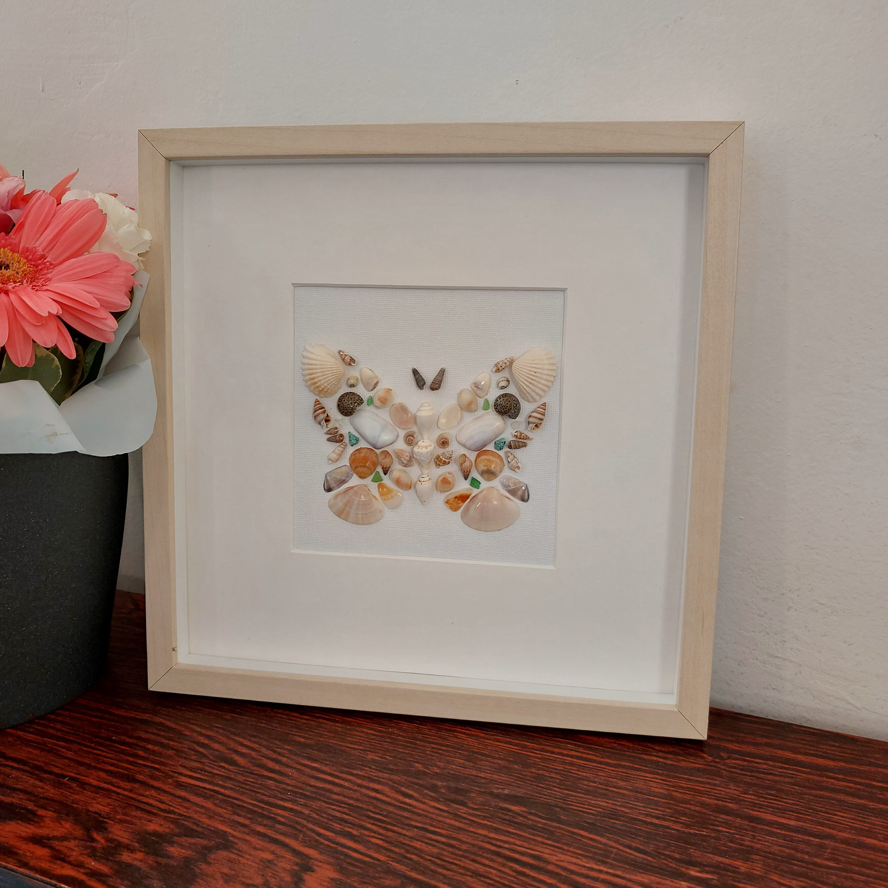 Butterfly Mosaic Shell Art Butterfly Seashell Wall Decor Framed ...