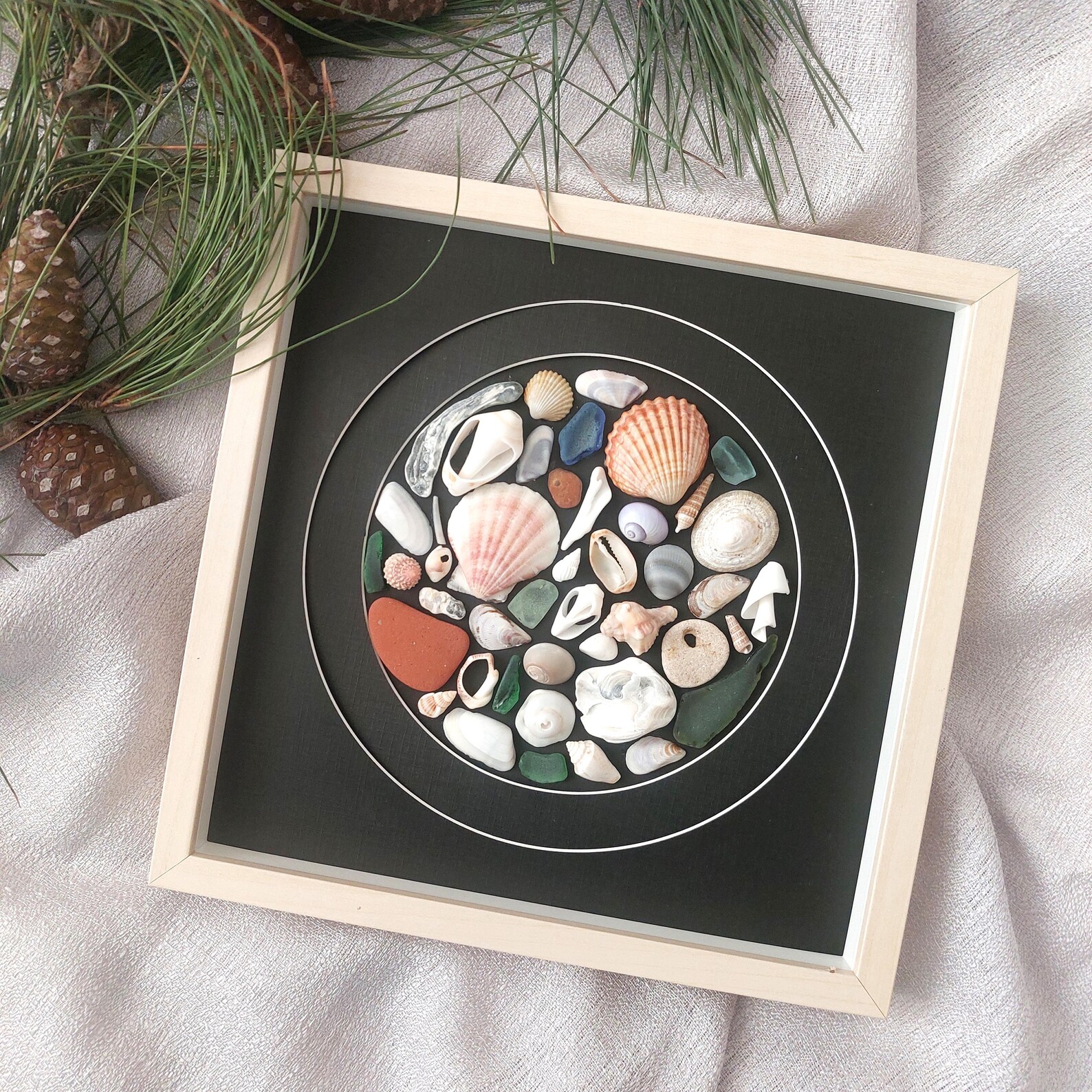 Seashell Wall Decor Mosaic Seashell Art Sea Glass Art Coastal Wall ...