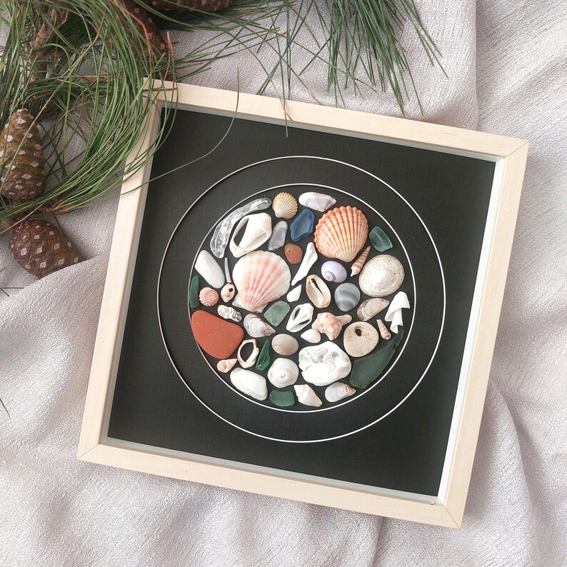 Seashell Wall Decor Mosaic Seashell Art Sea Glass Art Coastal Wall ...