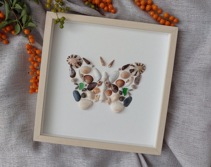 Butterfly Seashell Wall Decor Butterfly Small Framed Shell Art Mosaic ...