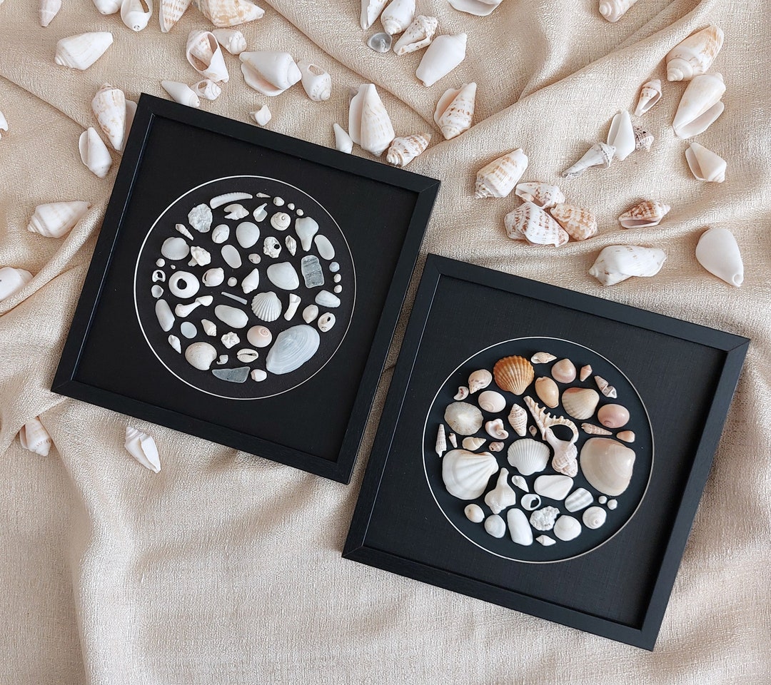 Seashell Mosaic Art Coastal Wall Decor Set Mosaic Seashell Decor Set of ...