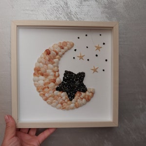 Moon Seashell Wall Decor Crescent Moon Mosaic Shell Art Crescent Shell ...