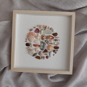 Mosaic Shell Decor Collage Seashell Decor Pebble Art Sea Grass Shadow ...