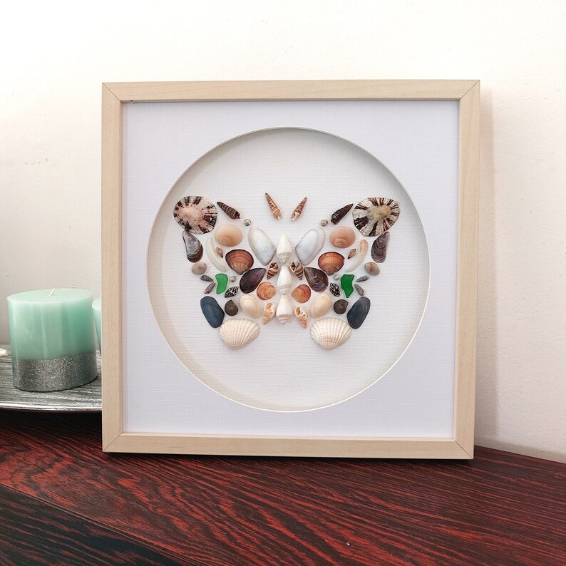 Butterfly Seashell Wall Decor Butterfly Small Framed Shell Art Mosaic ...