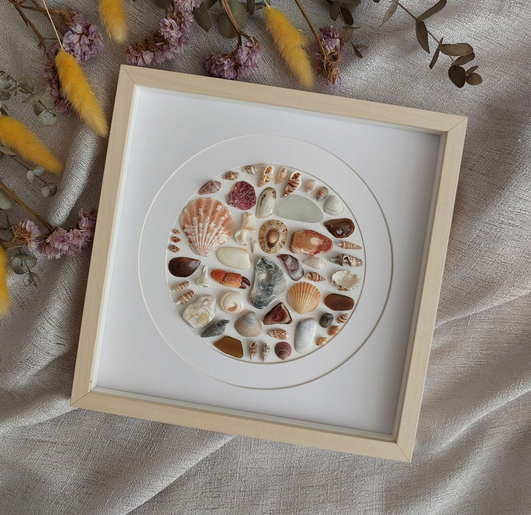 Mosaic Shell Decor Collage Seashell Decor Pebble Art Sea Grass Shadow ...