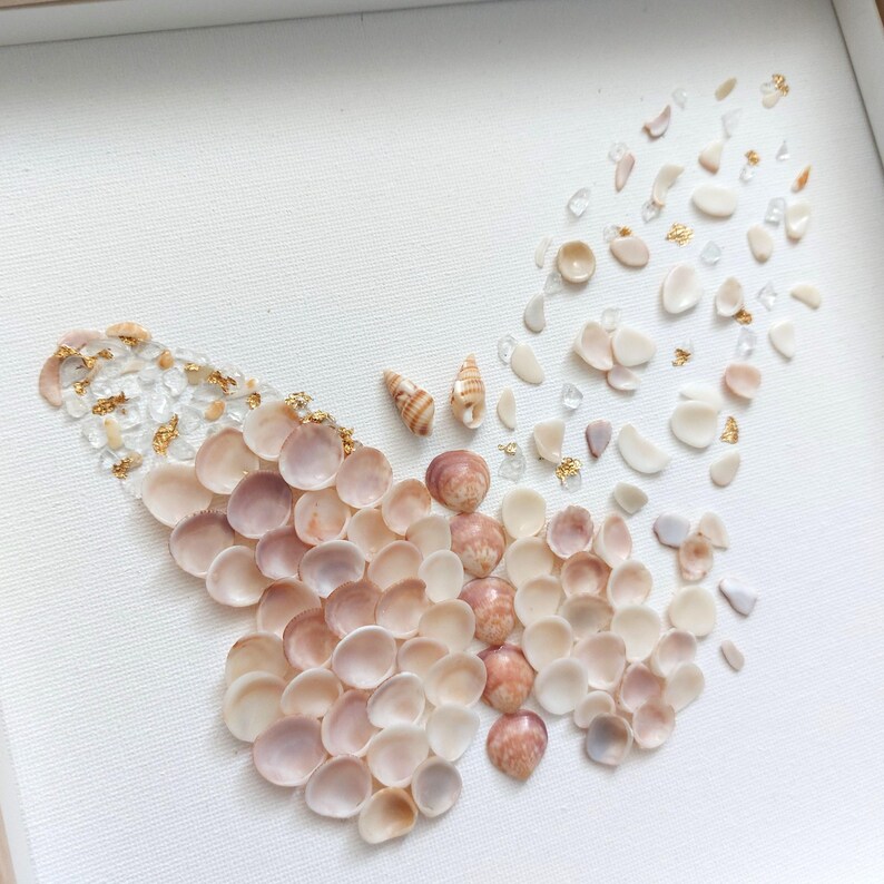 Butterfly Mosaic Shell Art: Framed Sea Glass Wall Decor - Etsy