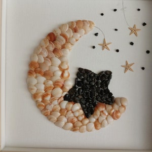 Moon Seashell Wall Decor Crescent Moon Mosaic Shell Art Crescent Shell ...