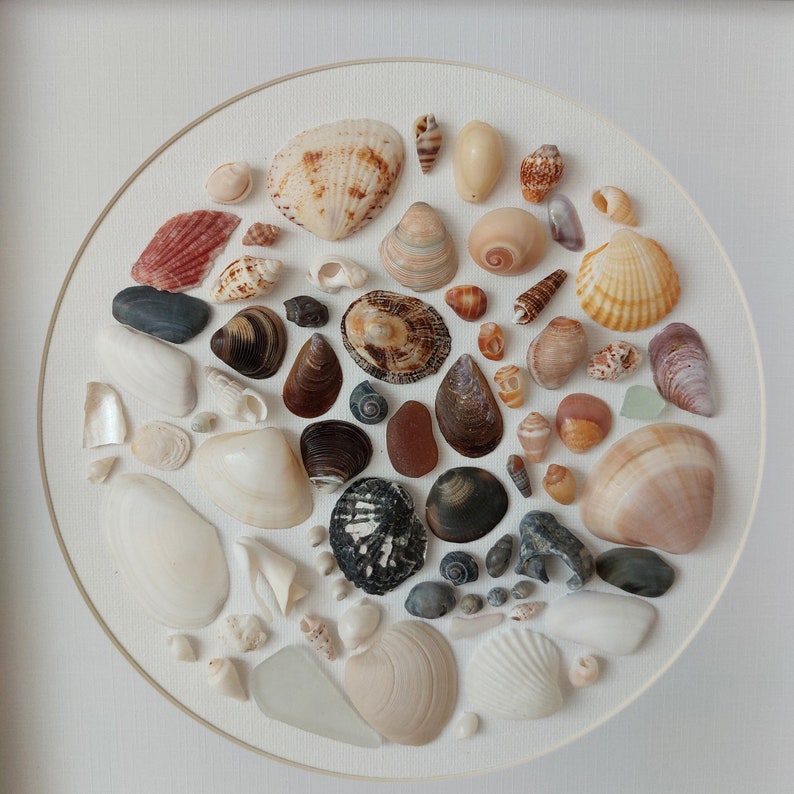 Mosaic Shell Wall Decor Mosaic Framed Collage Sea Glass - Etsy