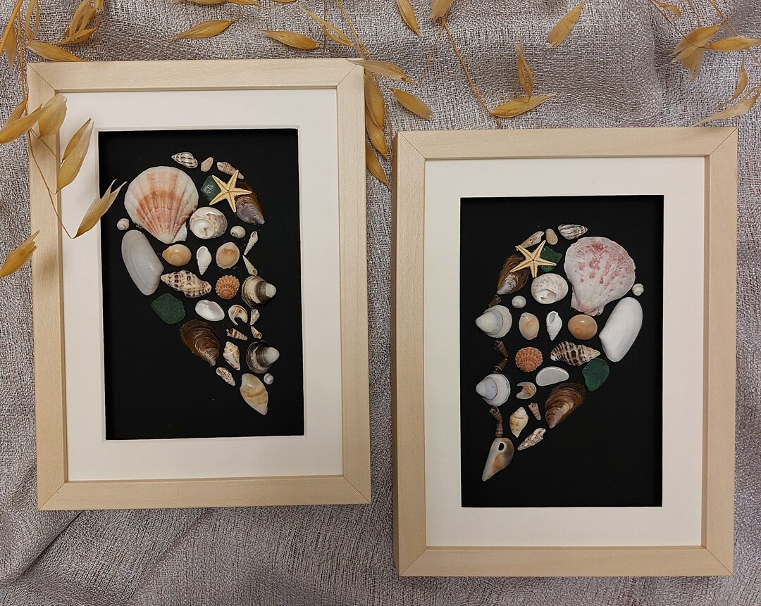 Two Halves of a Heart Made of Shells and Sea Glass. Valentines - Etsy