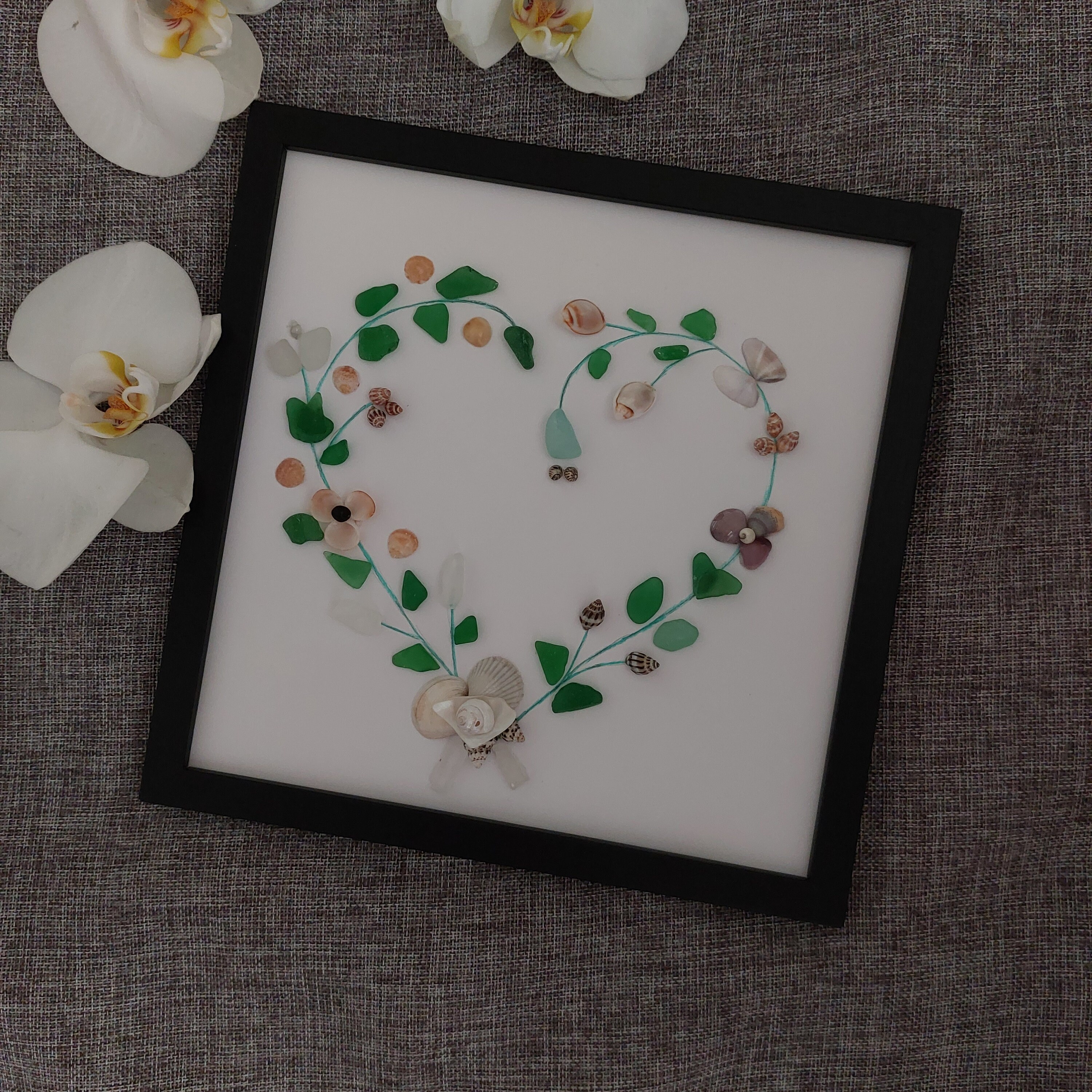 Sea Glass Heart Seashell Decor Heart Wreath Seashell Wall Art - Etsy