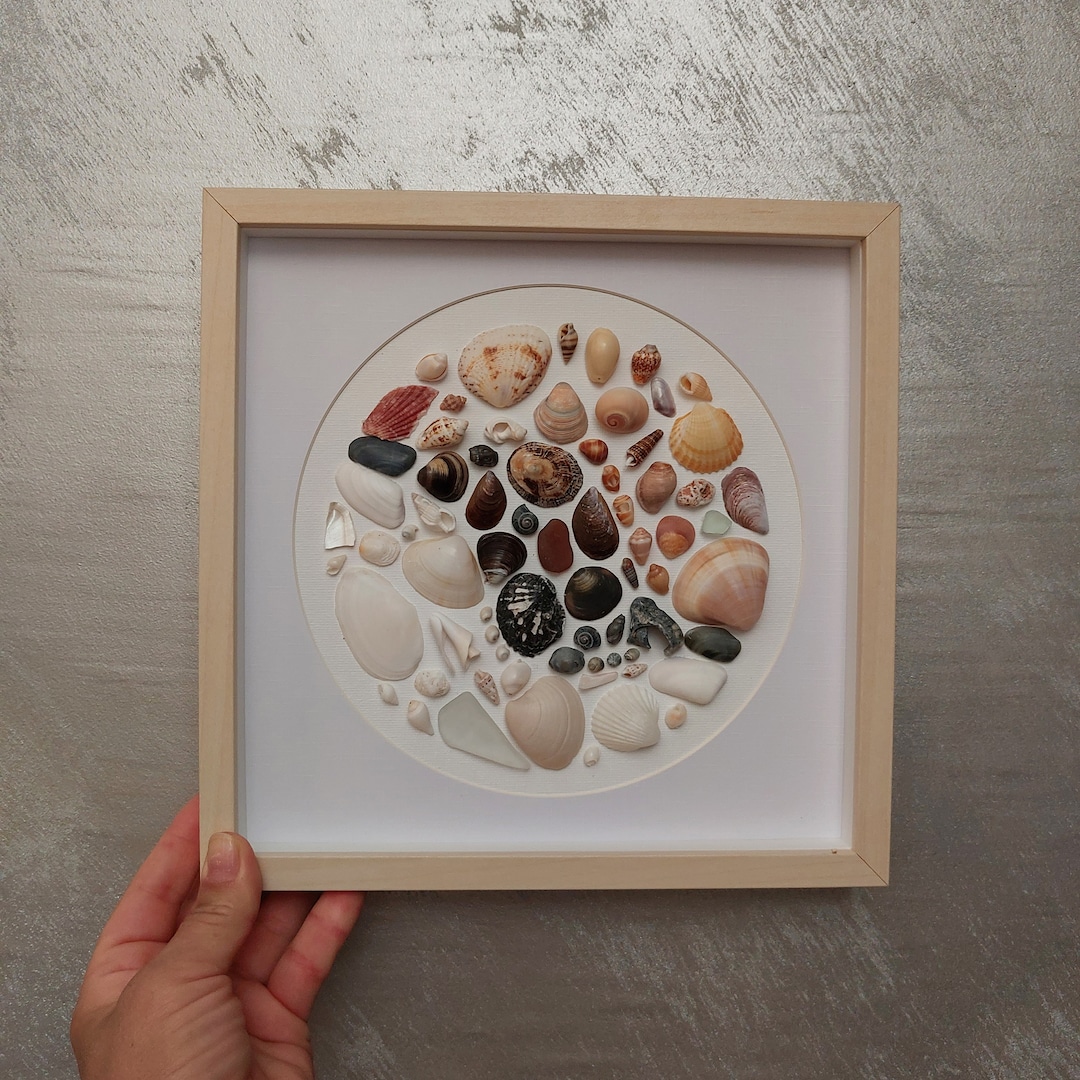 Mosaic Shell Wall Decor Mosaic Framed Collage Sea Glass Seashell Wall ...