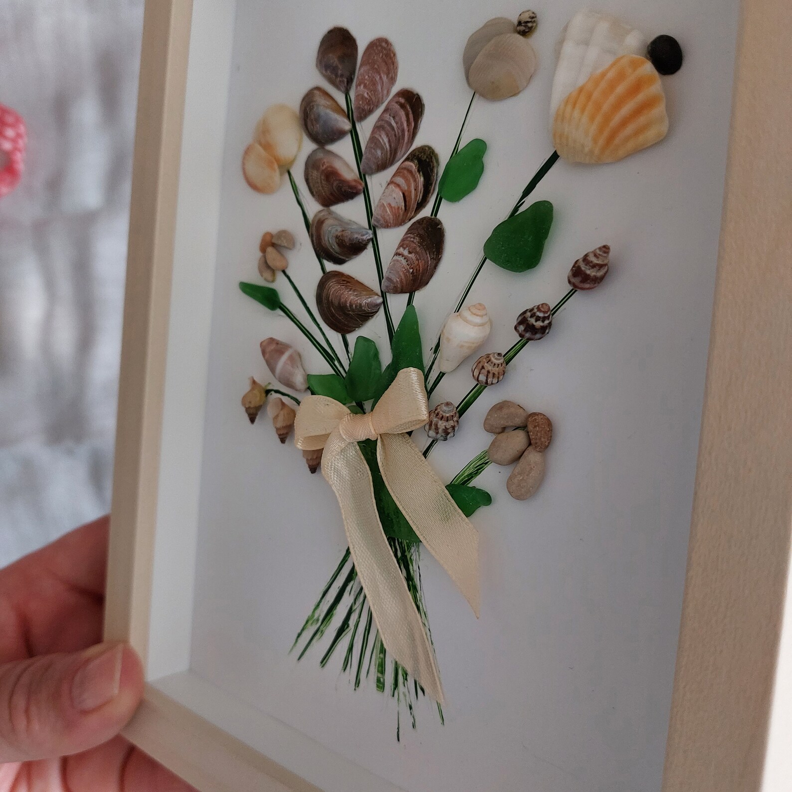Wildflowers Seashell Art Bouquet Sea Glass Art Flowers Pebble Art ...