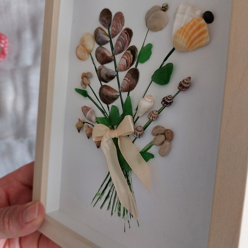 Wildflowers Seashell Art Bouquet Sea Glass Art Flowers Pebble Art ...