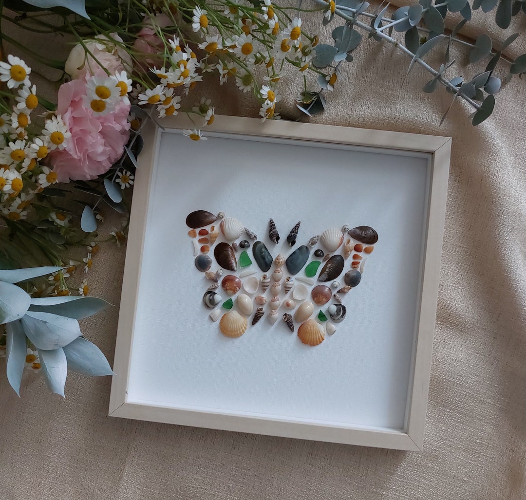Butterfly Seashell Wall Decor Butterfly Small Framed Shell Art Mosaic ...
