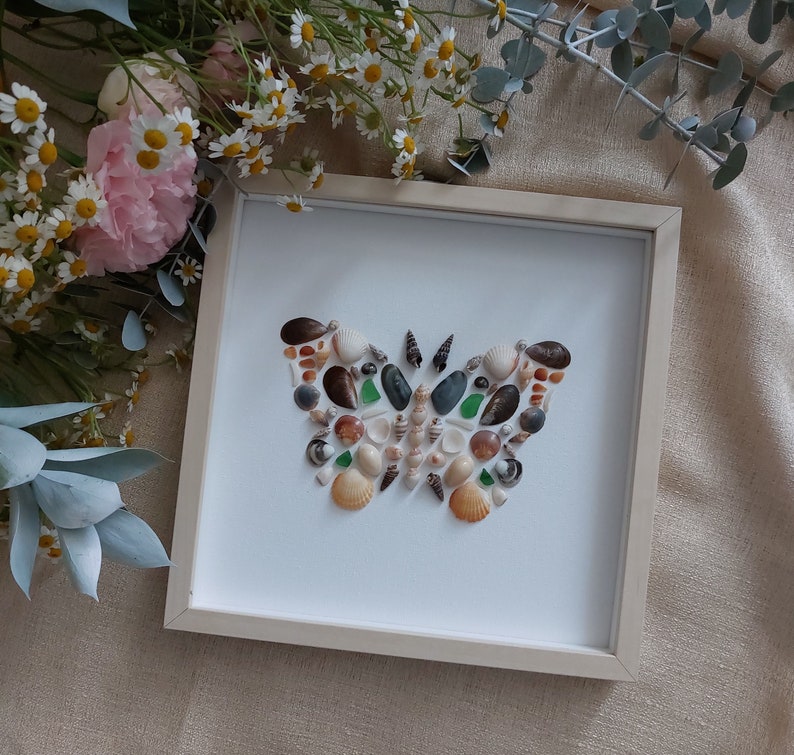 Butterfly Seashell Wall Decor Butterfly Small Framed Shell Art Mosaic ...