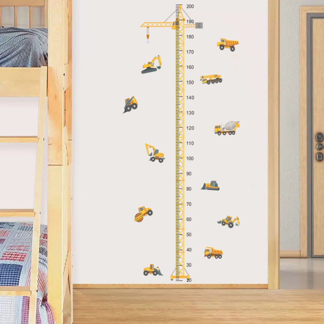 Construction Height Chart Wall Sticker/decal, Growth Chart Wall Decal ...