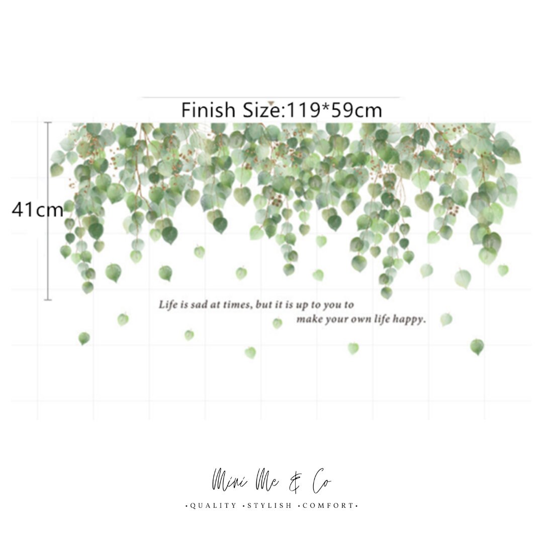 Hanging Greenery Wall Sticker/decal Leaves Decal/wall - Etsy