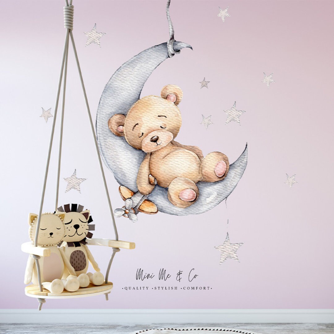Fabric Nursery Teddy Bear Wall Decal/removable Sticker, Bear Wall Decal ...