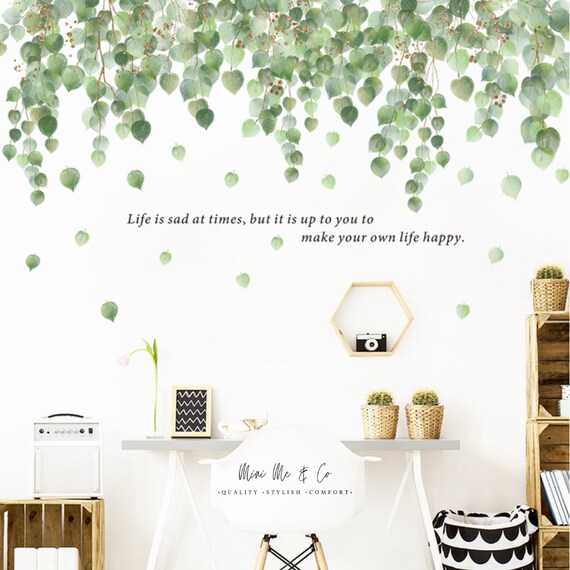 Hanging Greenery Wall Sticker/decal Leaves Decal/wall - Etsy Australia
