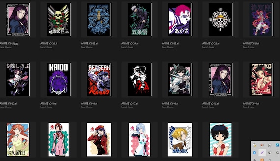 Pack 50 Vectorized Anime Designs for Printing - Etsy