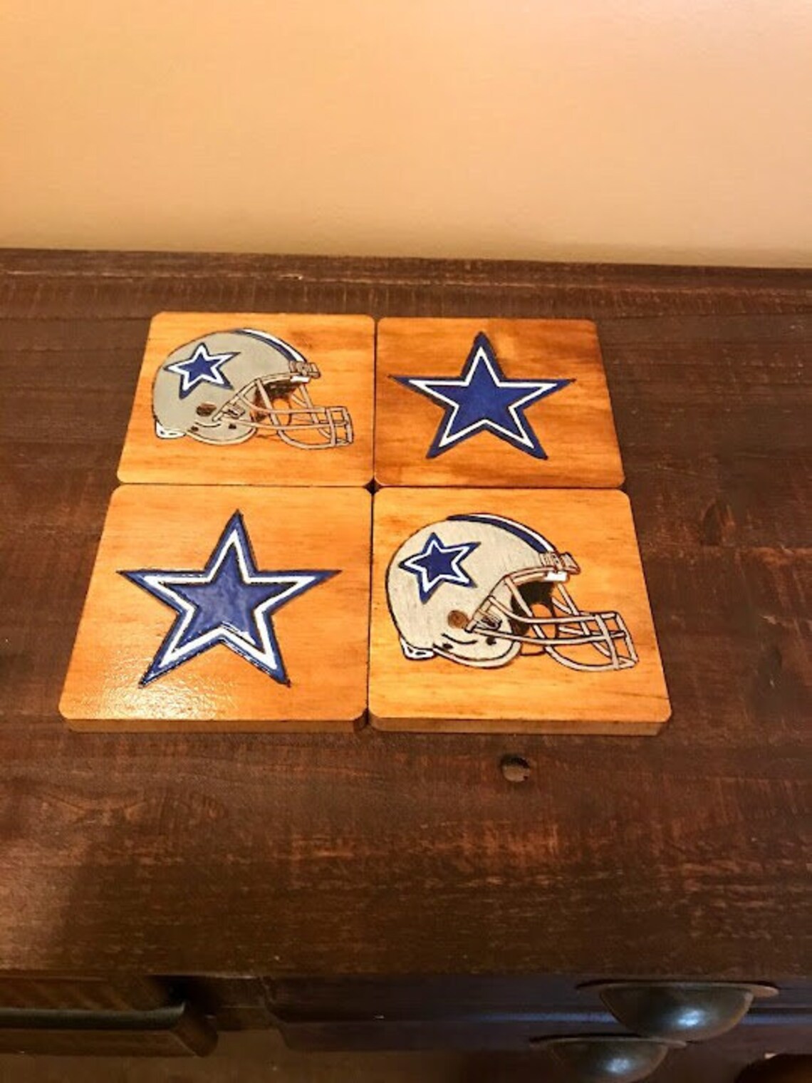 NFL Custom Coasters Wood-burned Football Coasters Custom Football Team ...
